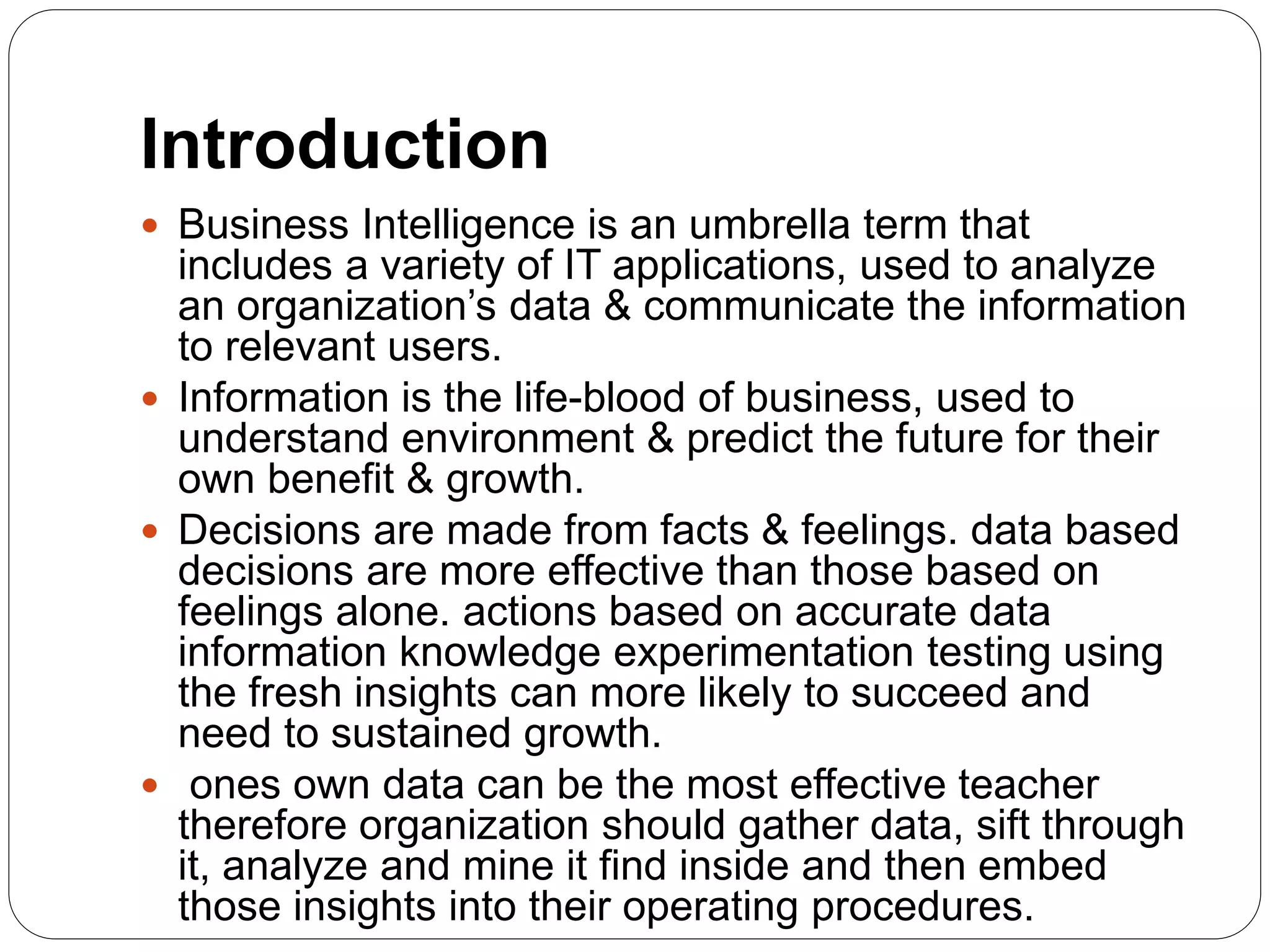 Business intelligence concepts & application | PPTX