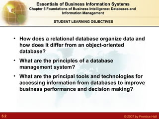 Business intelligence databases and information management | PPT