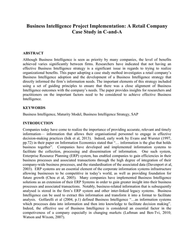 Business intelligence implementation case study | PDF | Business Administration | Business