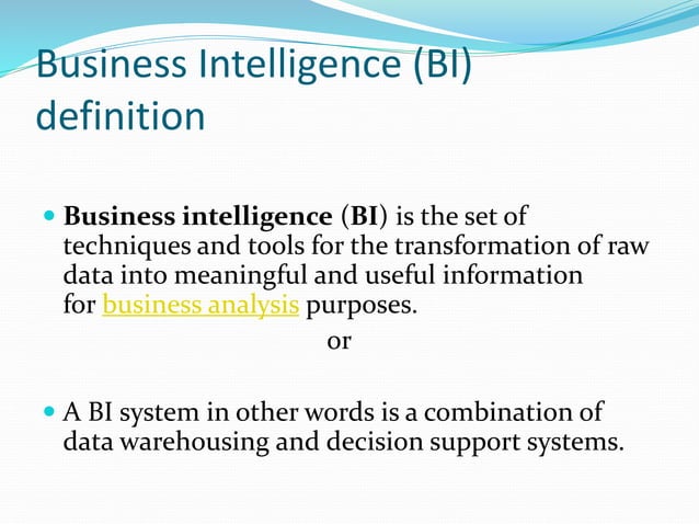 Business intelligence overview | PPT