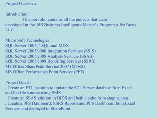 Business Intelligence Portfolio | PPT | Databases | Computer Software and Applications