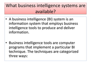 Business intelligence systems | PPTX