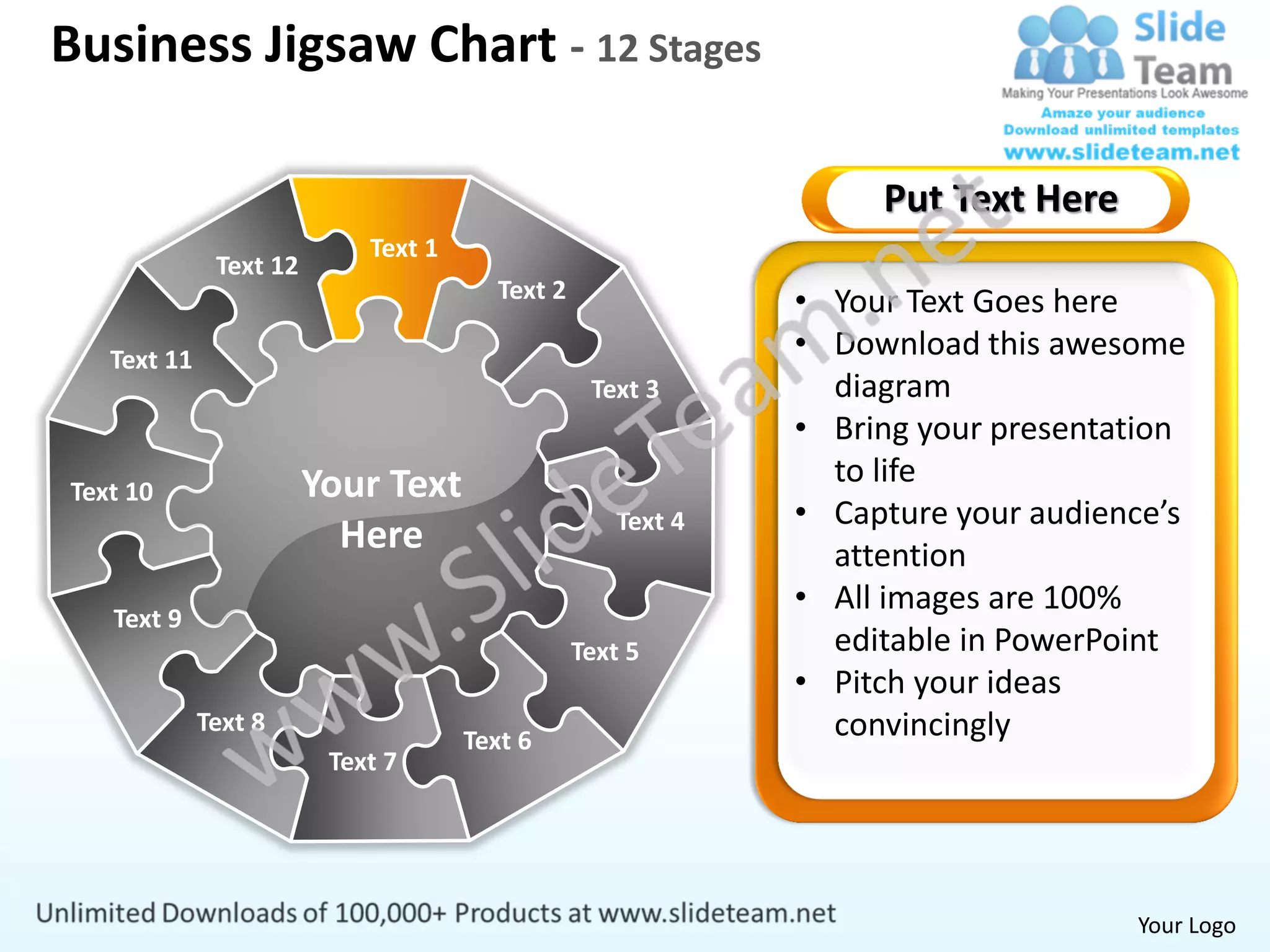 Business jigsaw chart 12 stages powerpoint templates 0712 | PDF