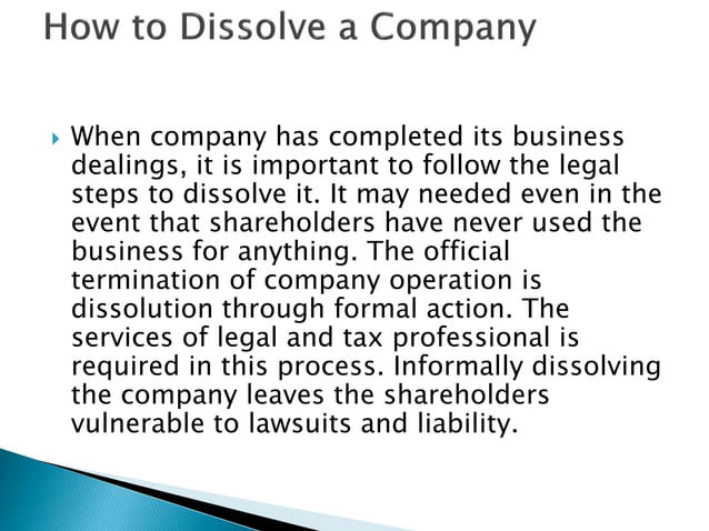 Company Dissolution and Its Types | PPTX | Bankruptcy | Business ...