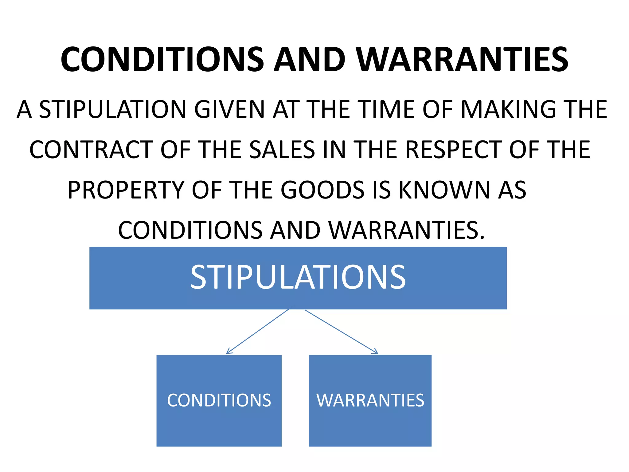 CONDITIONS AND WARRANTIES BUSINESS LAW | PPTX