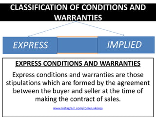 CONDITIONS AND WARRANTIES BUSINESS LAW | PPTX