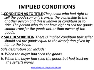 CONDITIONS AND WARRANTIES BUSINESS LAW | PPTX