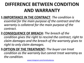 CONDITIONS AND WARRANTIES BUSINESS LAW | PPTX