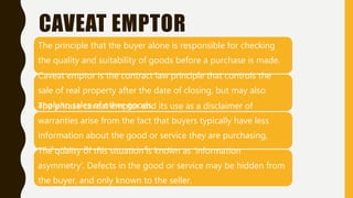 Conditions, Warranties & Caveat Emptor | PPT
