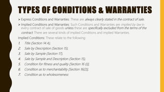 Conditions, Warranties & Caveat Emptor | PPTX