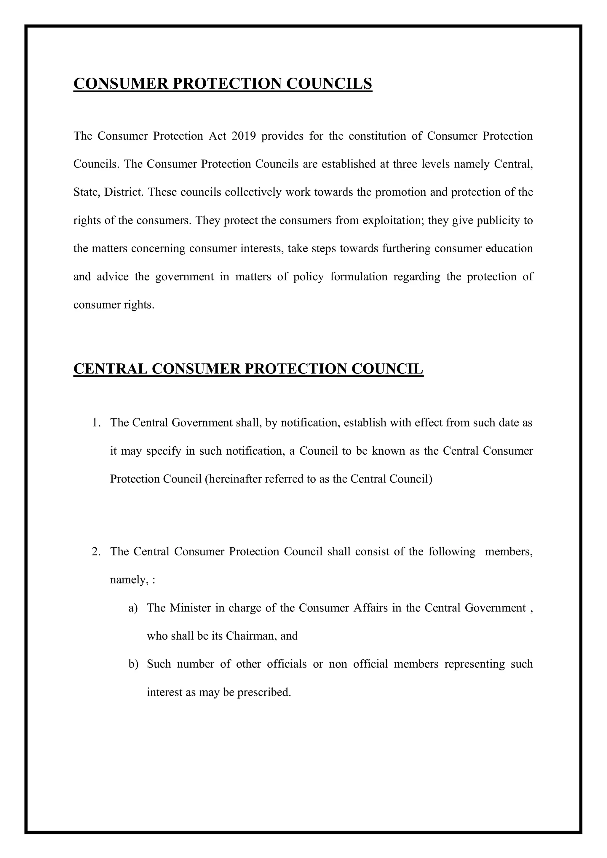 Consumer Protection Councils & the rights of a consumer | PDF