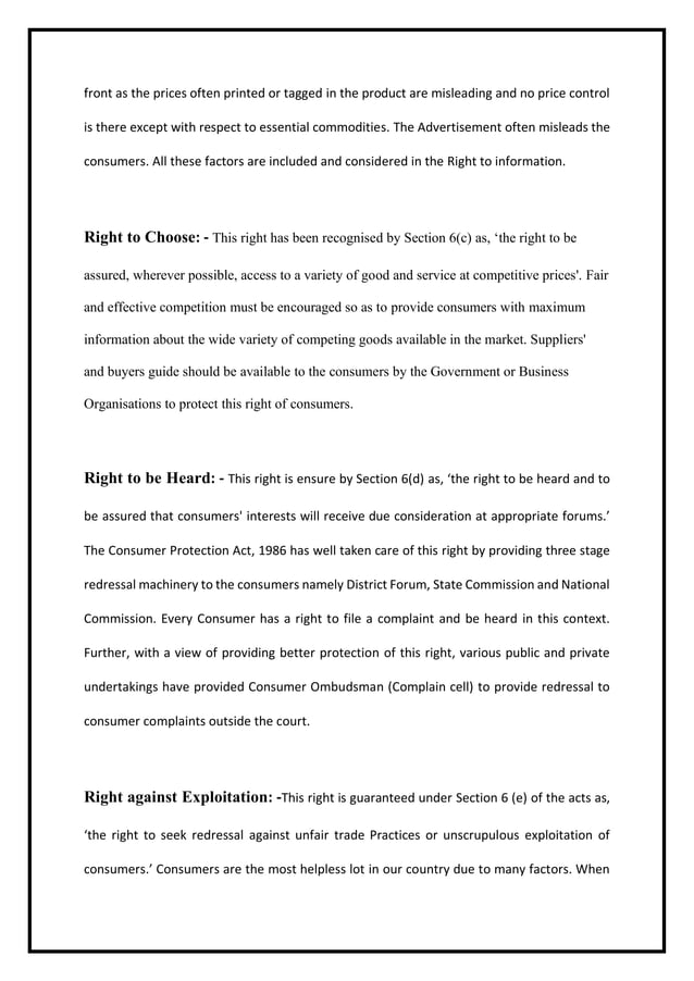 Consumer Protection Councils & the rights of a consumer | PDF