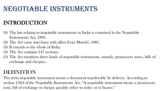business law, what is negotiable instruments? | PDF
