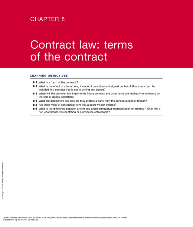 LAWS1100 Nickolas James Business law 4_e_----_(chapter_8_contract_law_terms_of_the_contract ...