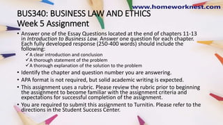 BUS340: BUSINESS LAW AND ETHICS | PPTX
