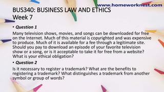 BUS340: BUSINESS LAW AND ETHICS | PPTX