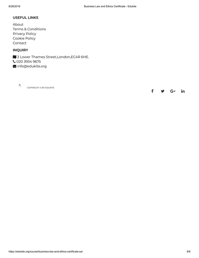 Business Law and Ethics Certificate - Edukite | PDF | Education industry | Industries