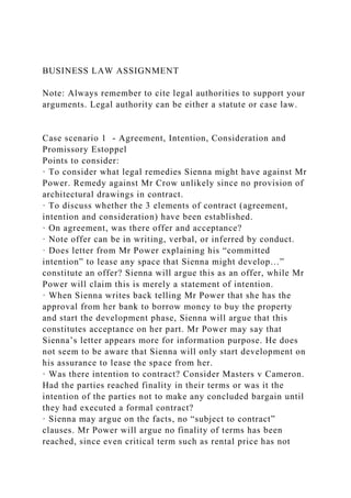 BUSINESS LAW ASSIGNMENT Note Always remember to cite legal au.docx ...