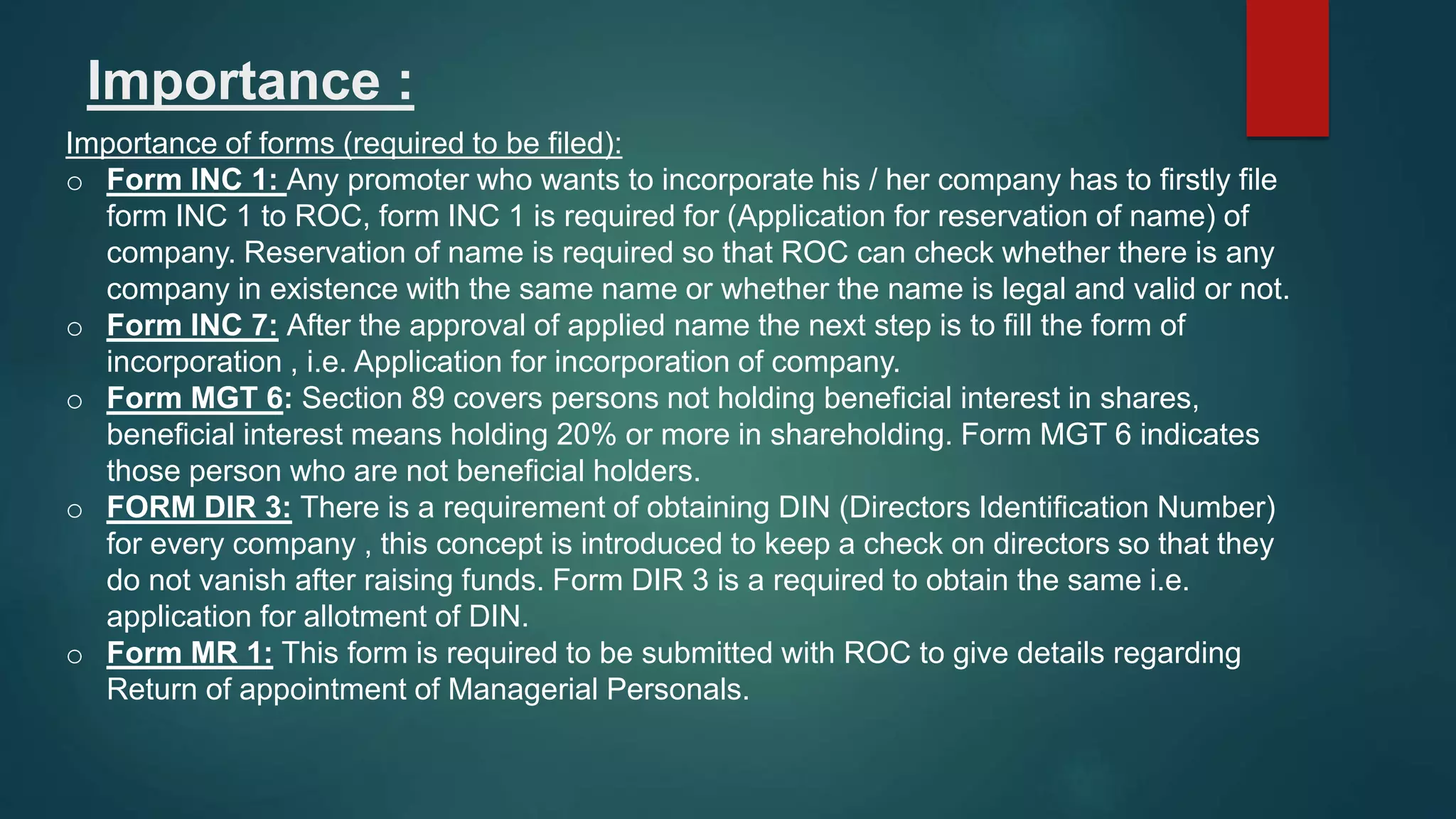 Incorporation of Company - ROC filling & procedure (Business Law) | PPT