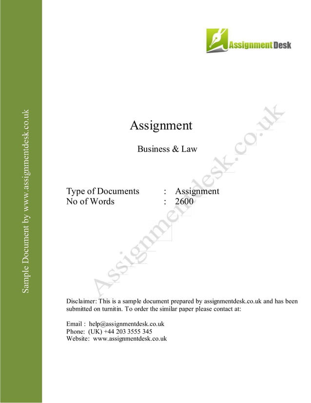 Business Law Assignment Sample | PDF | Civil Engineering Industry ...