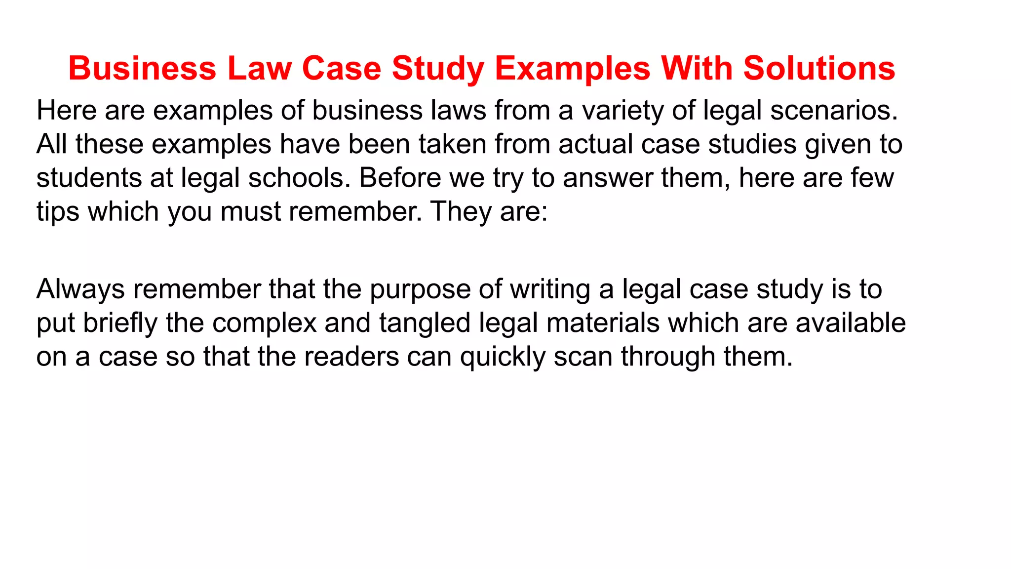 Business Law Case Study | PPTX