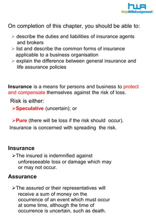Business law- Insurance Law | PPTX