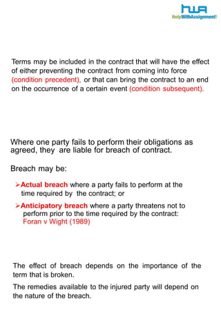 Rights of the Parties and Discharge; Remedies for Breach of Contract | PPTX