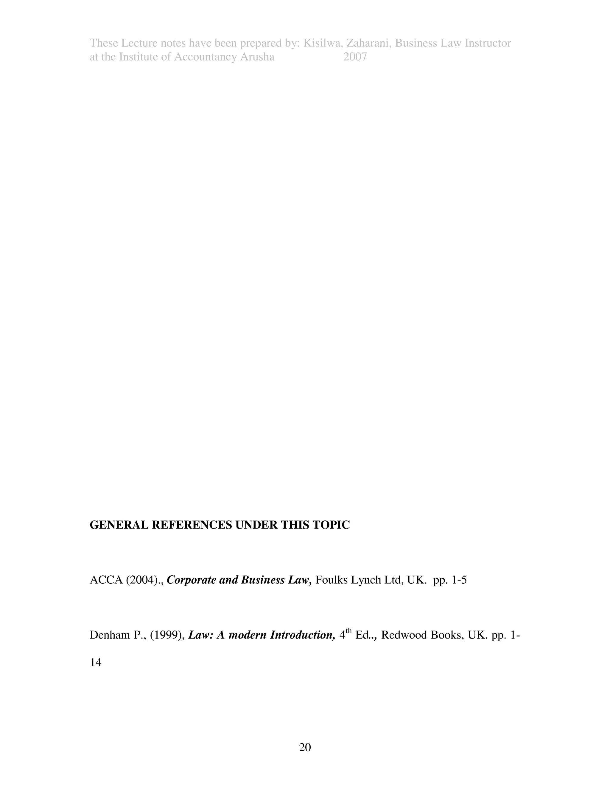 Business law lecture notes | PDF