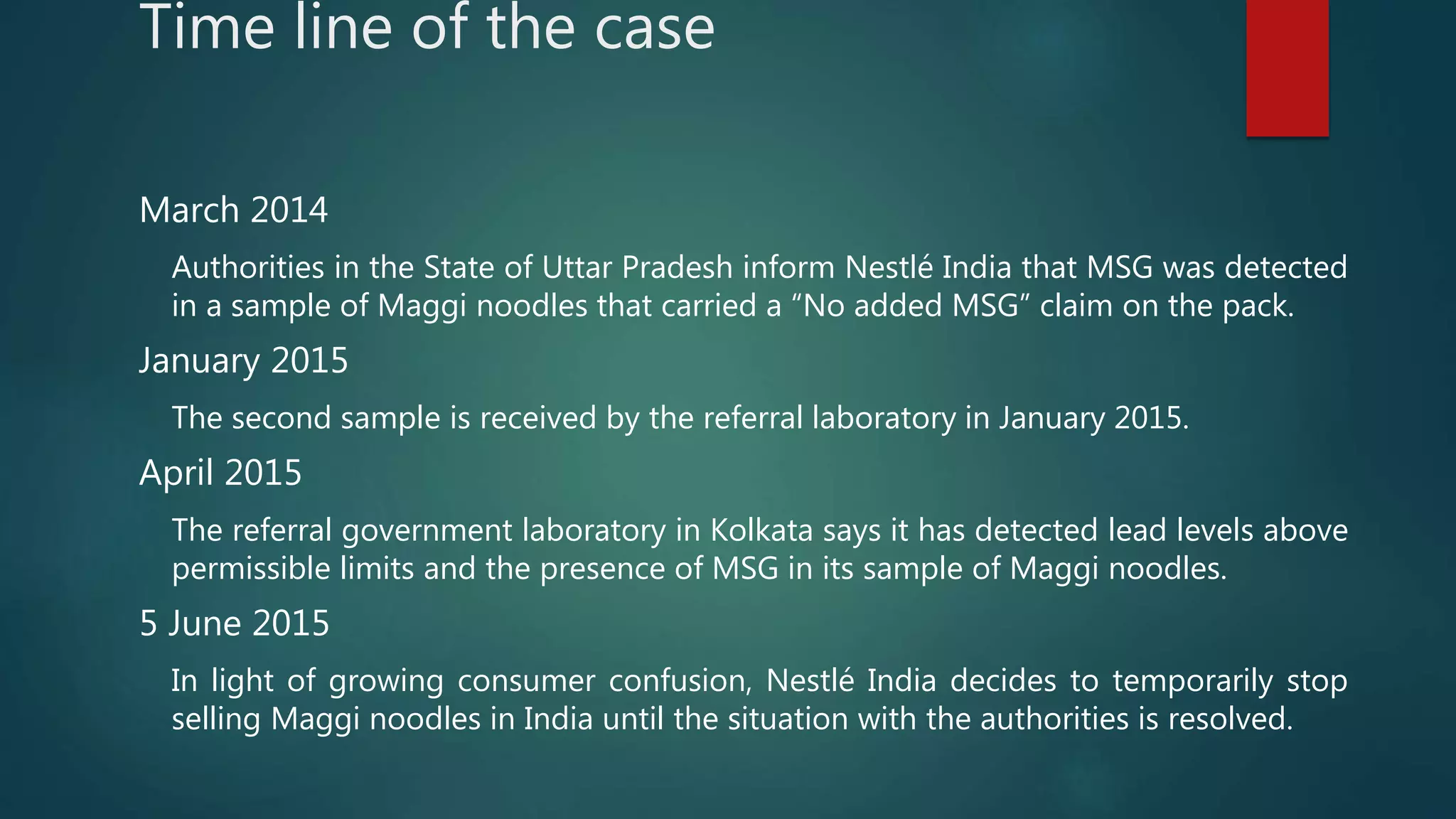 Case: Maggi Noodles safety concerns in India 2015 (Excessive lead MSG ...