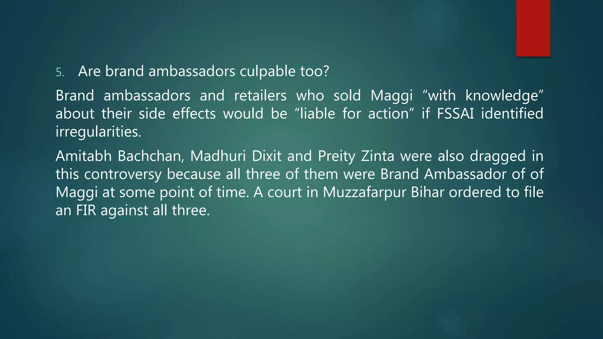 Case: Maggi Noodles safety concerns in India 2015 (Excessive lead MSG ...