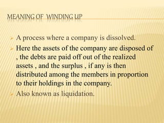 Business law WINDING UP | PPTX