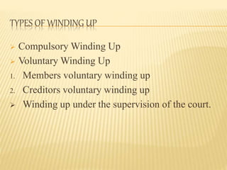 Business law WINDING UP | PPTX