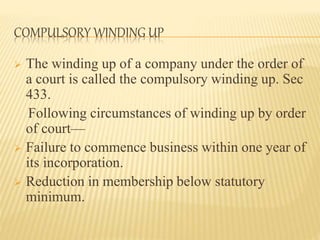 Business law WINDING UP | PPTX