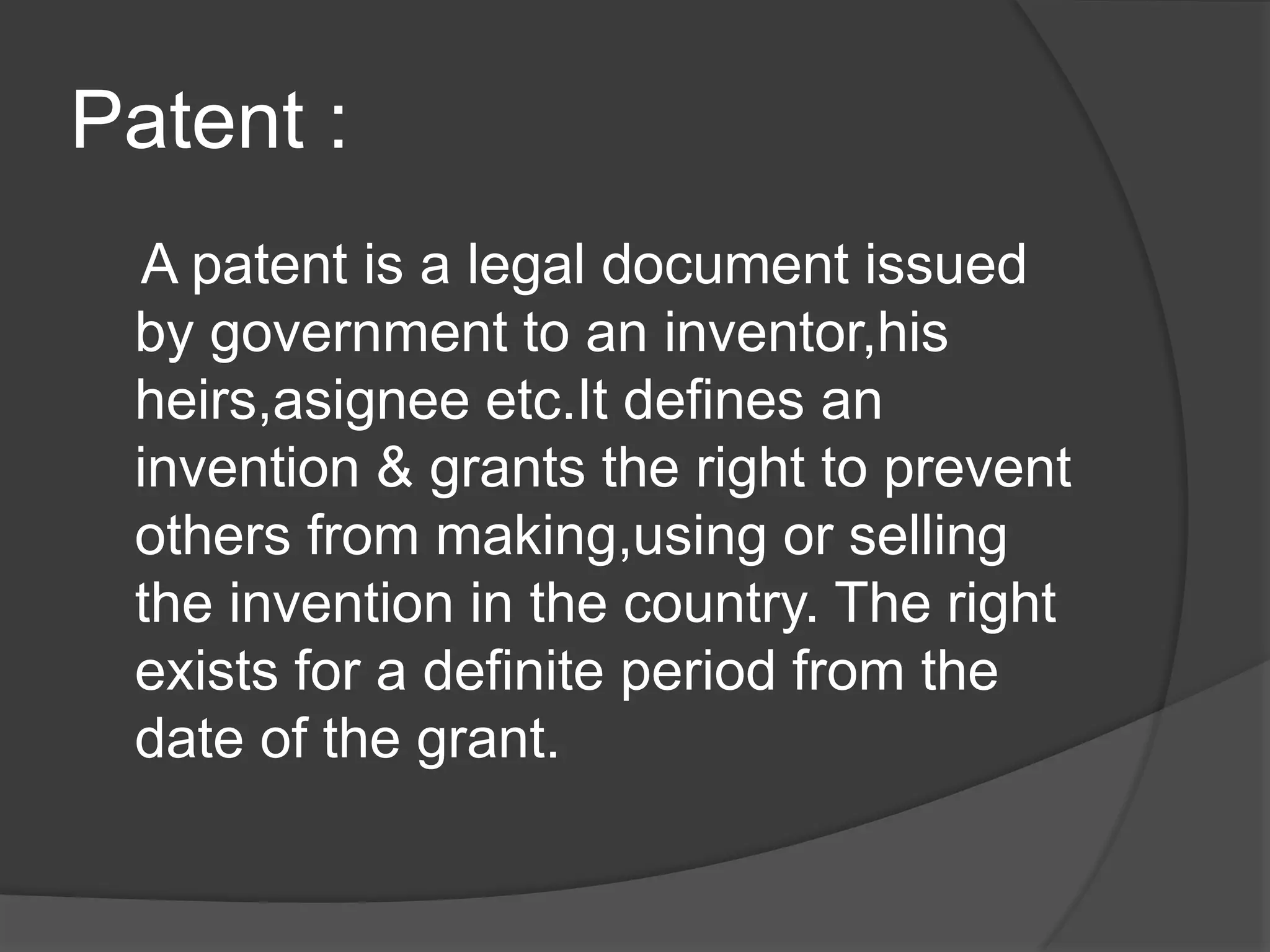Business legislations RIGHTS OF PATENT AND ITS LIMITATIONS | PPTX | Law