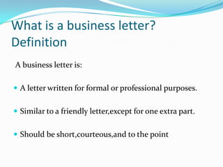 Business letters and different styles | PPTX