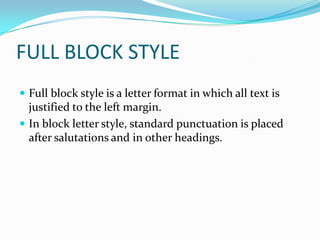 Business letters and different styles | PPTX