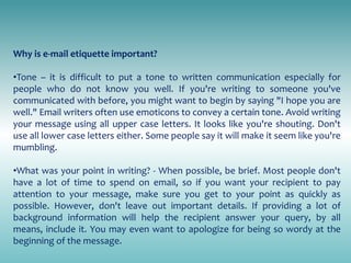 Business Letter Writing, E-mail Guidelines & Etiquette | PPTX