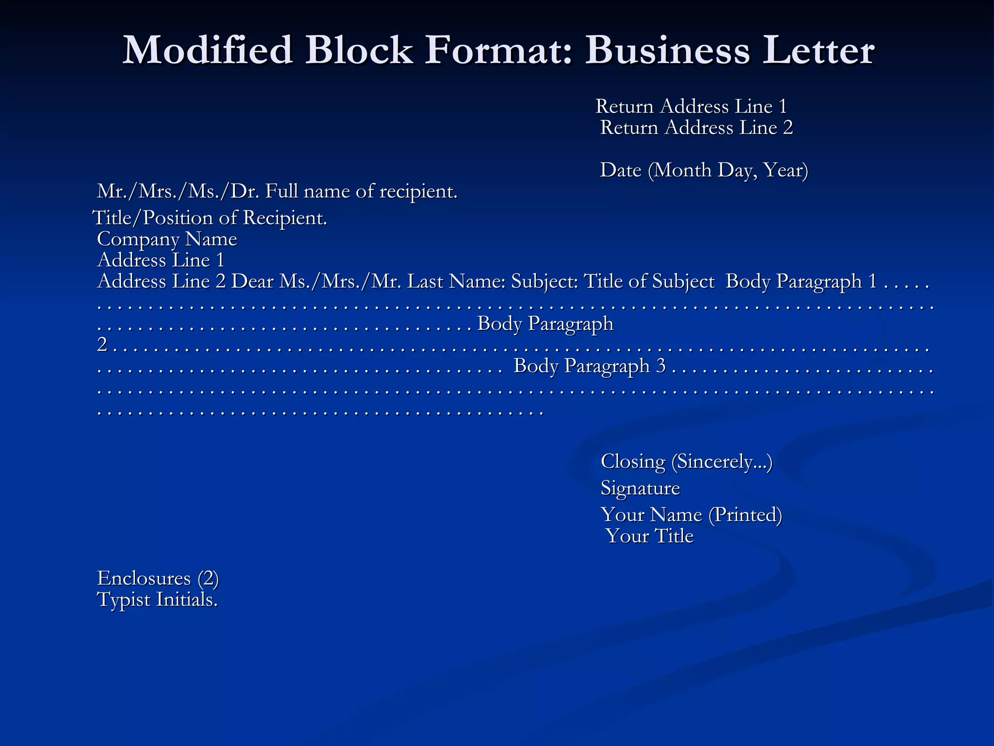 Business Letter Presentation | PPT