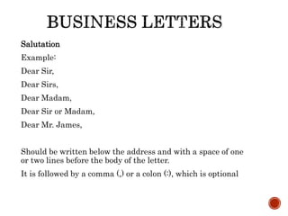 Business letters | PPTX