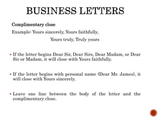 Business letters | PPTX