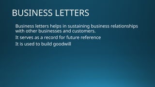 FORMAL & BUSINESS LETTERS- PPT for STUDENTS | PPTX