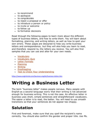 Business letters in english | DOCX