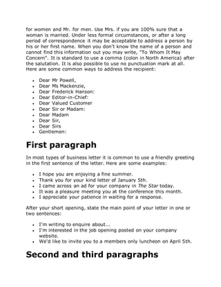 Business letters in english | DOCX