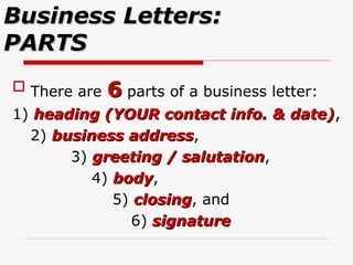Business Letters Tips and Characteristics | PPT