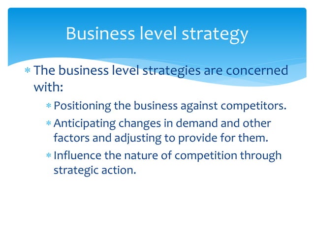 Business level strategies | PPTX