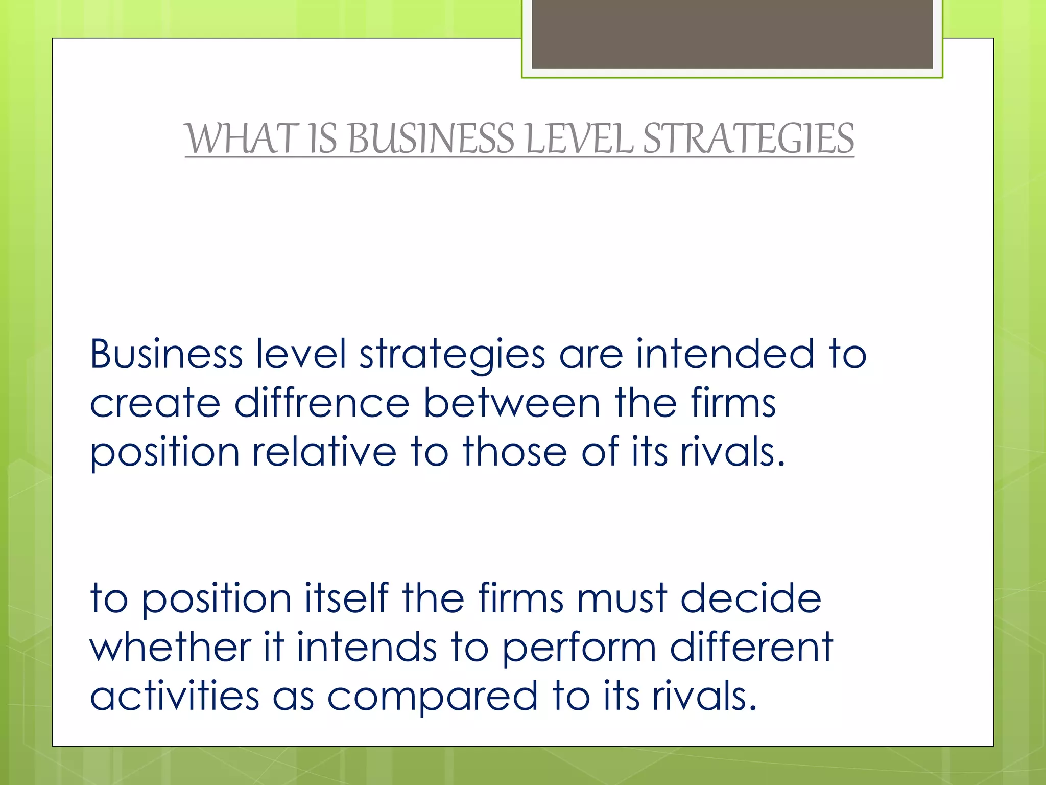 Business level strategy | PPTX