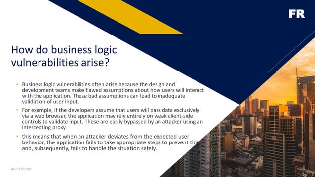 Business Logic Vulnerabilities.pptx | Computing | Technology & Computing