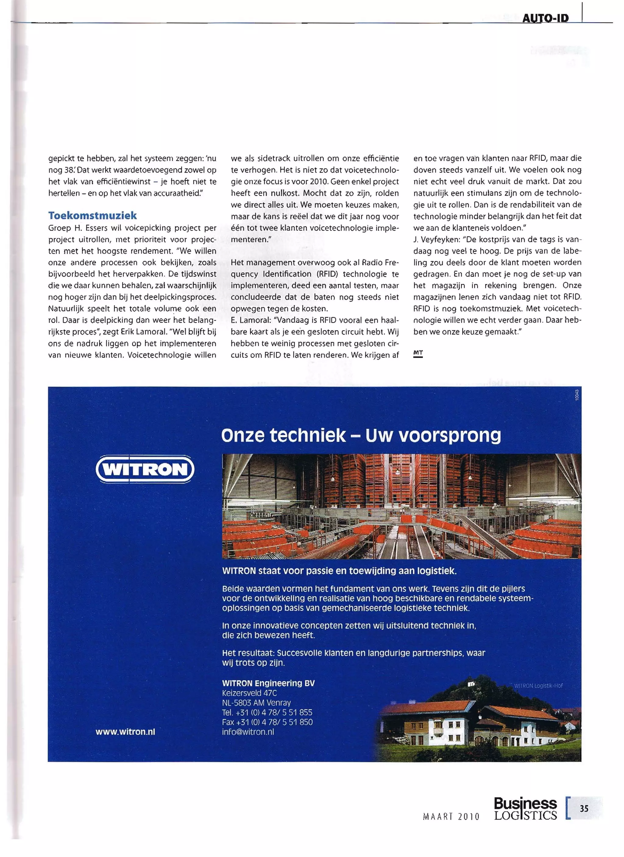 Business Logistics - Essers Voicepicking | PDF