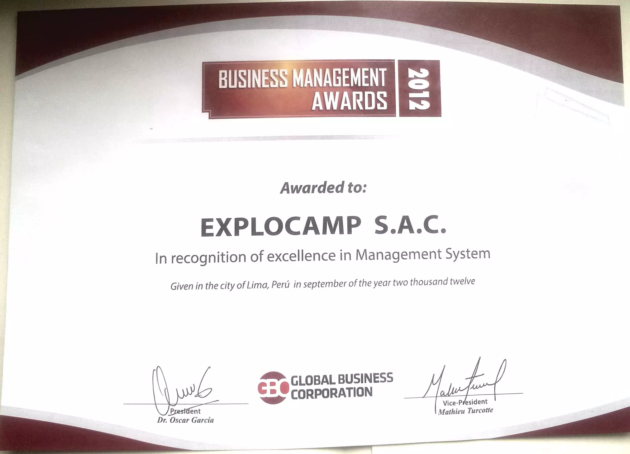 Business Management Awards 2012 ExploCamp | PDF