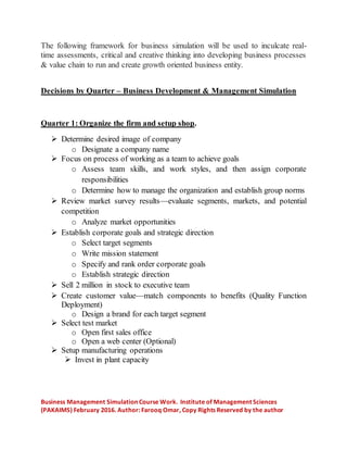 Business management Simulation Course | PDF